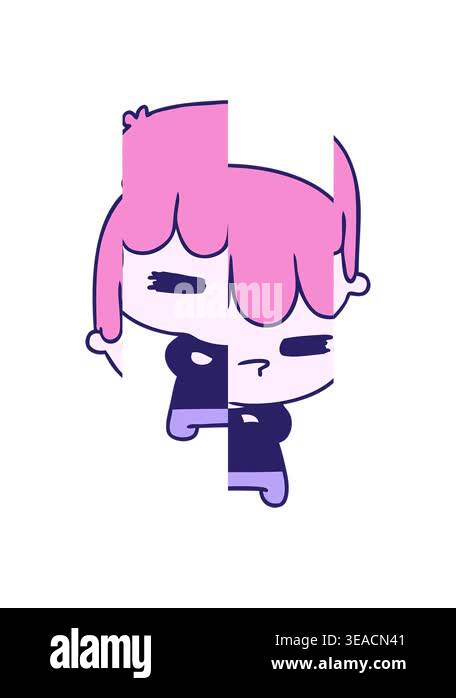 splitting motion animation of cartoon illustration of a kawaii cute ...