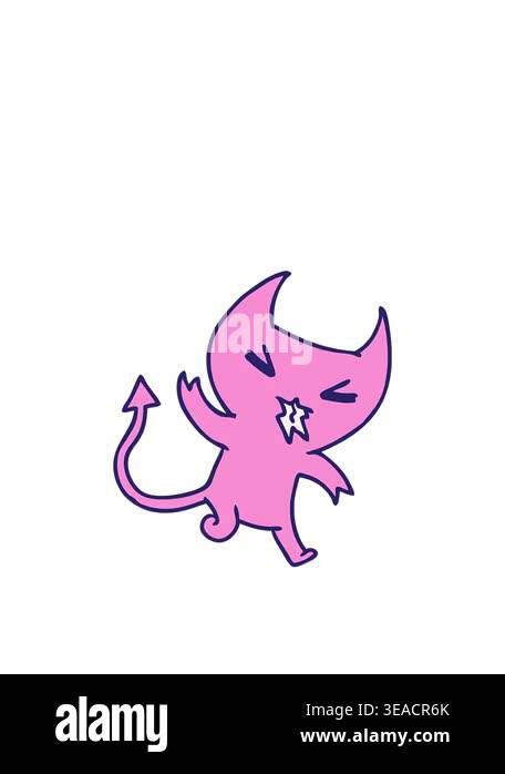 rise and float animation of cartoon illustration of a kawaii cute demon ...