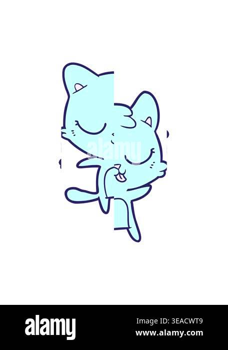 splitting motion animation of cute cartoon cat illustration Stock Video ...