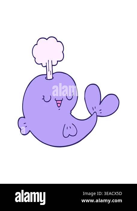 shivering motion animation of cartoon cute illustration of a whale ...