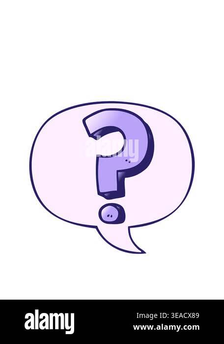 stretching up animation of cartoon question mark with speech bubble in ...