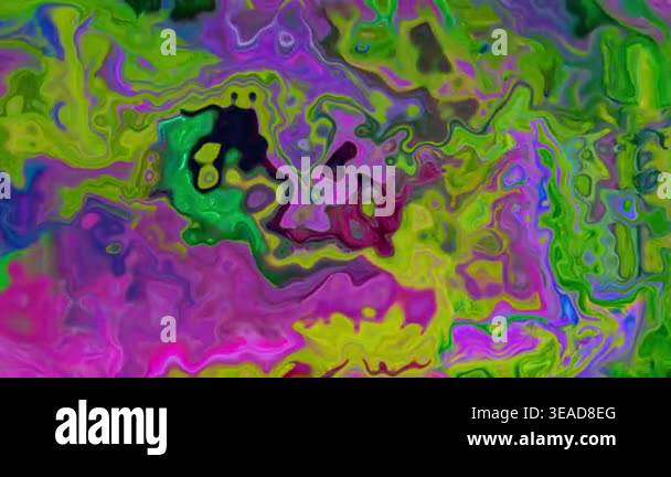 Vibrant psychedelic background with neon green and purple liquid swirls ...