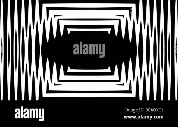 Concentric square shapes vibrate in black and white to create a sharp ...