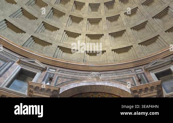 Pantheon interior altar glows in Rome Italy, sacred church architecture ...