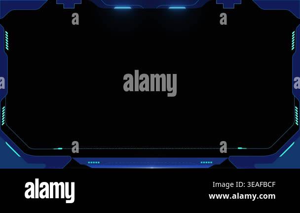 Abstract digital holographic style HUD frame pattern technology glowing ...