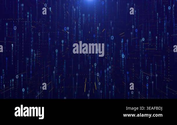Digital animation binary coding sequences moving upward immersive ...