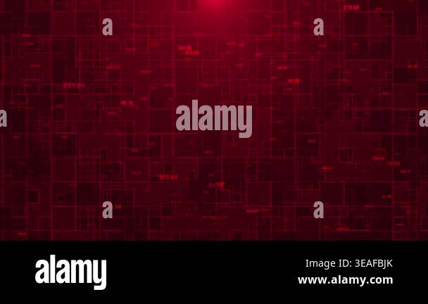 Glowing red coding plexus featuring digital data blocks forms complex ...