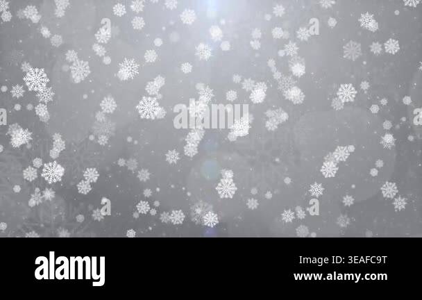 White snowfall drifting soft grey background creates serene winter ...