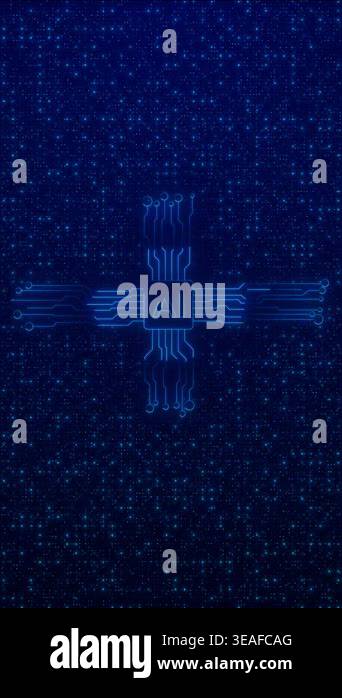 Central AI icon circuit network across glowing plexus backdrop ...