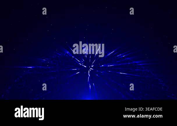 Light rays scatter digital particle wave, futuristic energy burst ...