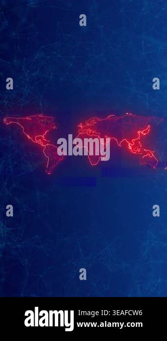 Red Digital technology futuristic internet network Abstract world ...