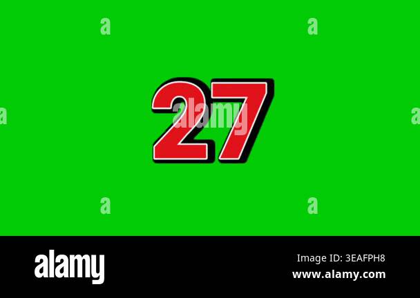 Animated Number 27 symbol sign animation motion graphics cartoon green ...