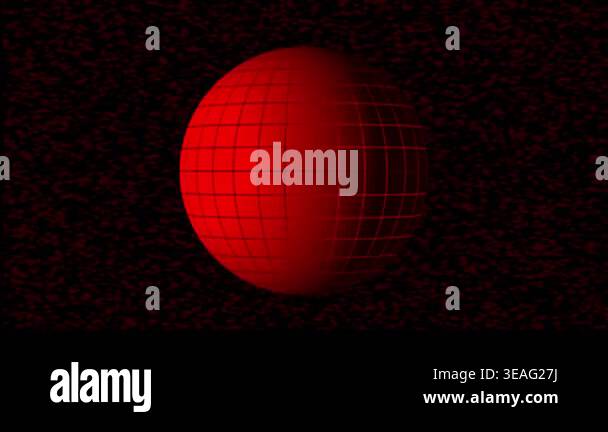 Animated red grid sphere dark background rotating 3d model abstract ...