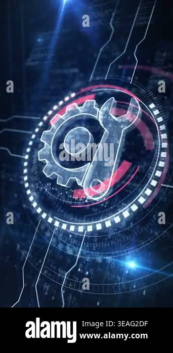 Vertical video: Setting maintenance and cyber management symbol digital ...