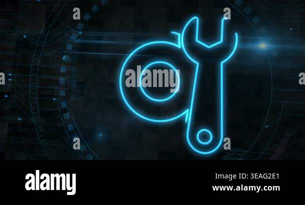 Setting maintenance and cyber management symbol digital concept. Cyber ...