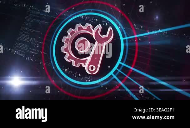 Setting maintenance and cyber management symbol digital concept. Cyber ...