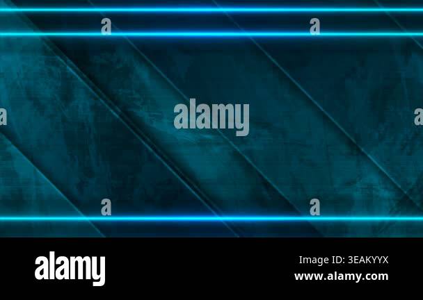 Blue neon laser lines on dark grunge wall background video animation ...
