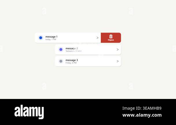 Clean UI Animation Demonstrating Swipe to Delete Message Feature on ...