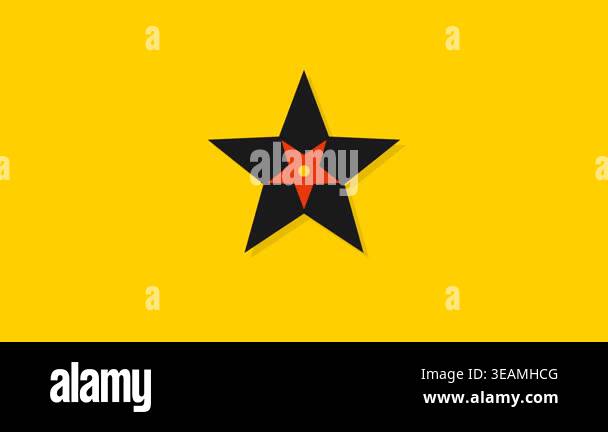 A captivating animated video featuring a black five-pointed star with a ...
