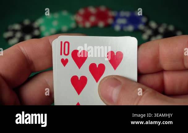 Player's hand displays a sequence of playing cards including ten, three ...