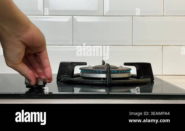 The process of lighting a modern stove, the process of cooking using a ...