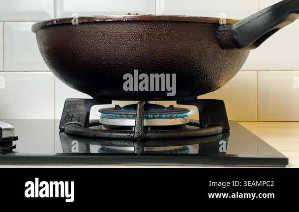 The process of lighting a modern stove, the process of cooking using a ...