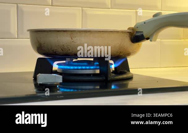 The process of lighting a modern stove, the process of cooking using a ...