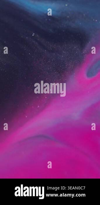 Vertical video. Blur paint stream. Flowing color liquid. Defocused pink ...
