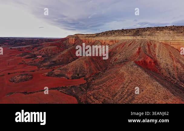 Red hills and rocky formations in Spain. The light of the afternoon ...