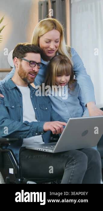 Family leisure concept where likable positive 40-aged bearded man ...