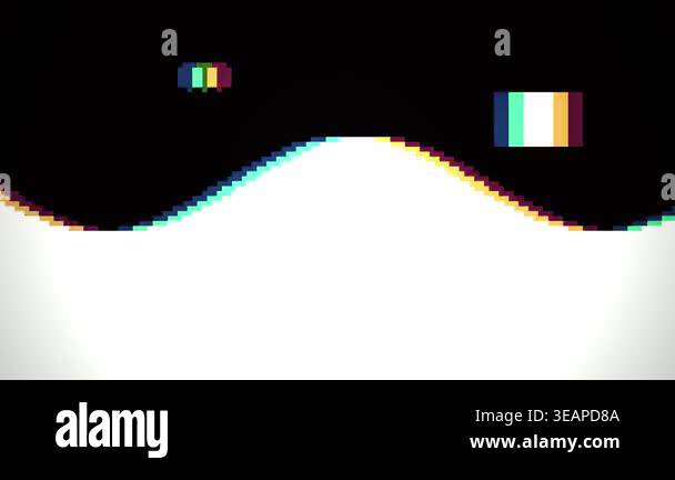 A colorful digital wave pattern on a black background with white space ...