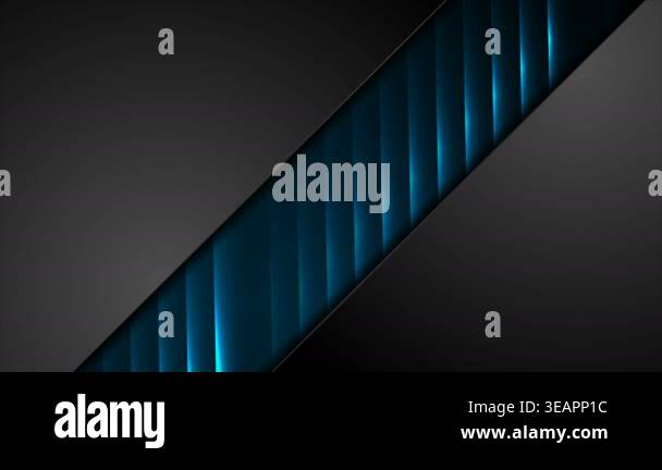 Abstract black corporate motion background with blue glowing lines ...