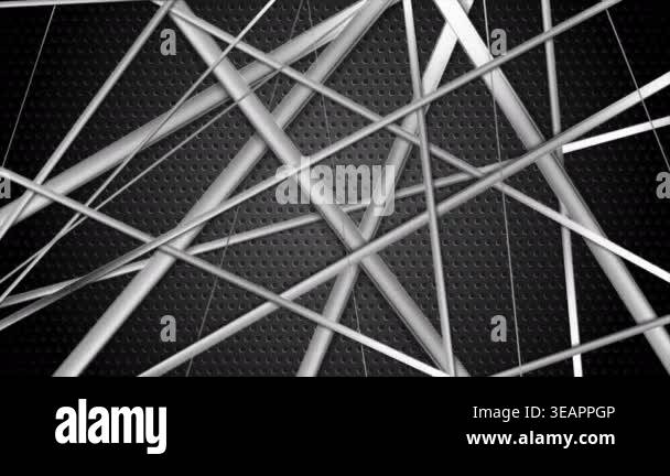 Metallic stripes on dark perforated abstract background video animation ...