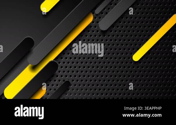 Black and orange stripes on dark perforated background video animation ...