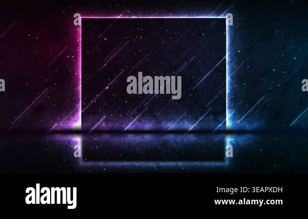 Blue purple neon laser square frame technology grunge motion background ...