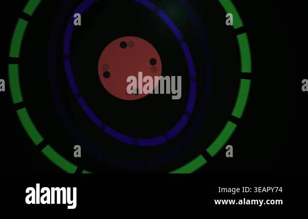 Abstract digital animation featuring a rotating glowing circle and ...