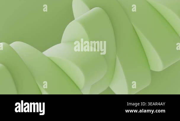 looping animation of Abstract green 3d twisted ribbon swirl, soft matte ...