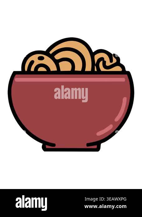 pixelize effect animation of noodles in a simple bowl Stock Video ...