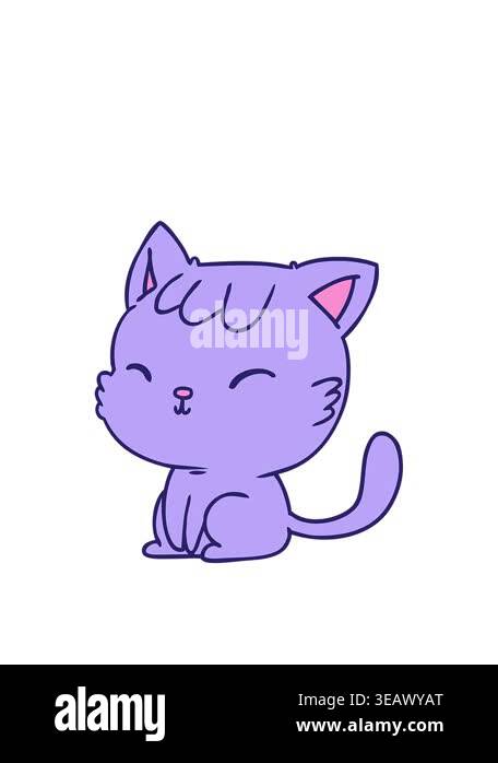 stretching up animation of cartoon design of cute kawaii cat Stock ...