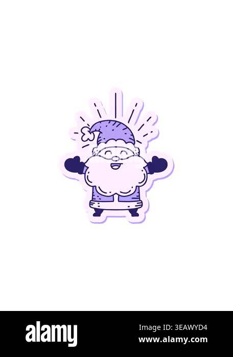 flashy sales animation of sticker of a tattoo style happy santa claus ...