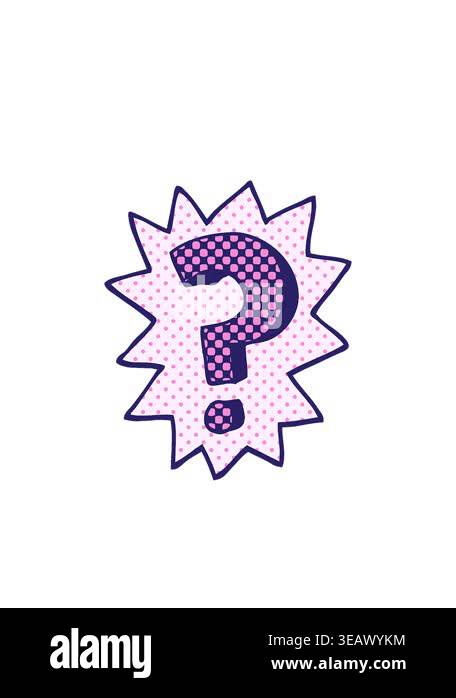 blinking radial lines animation of comic book style cartoon question ...