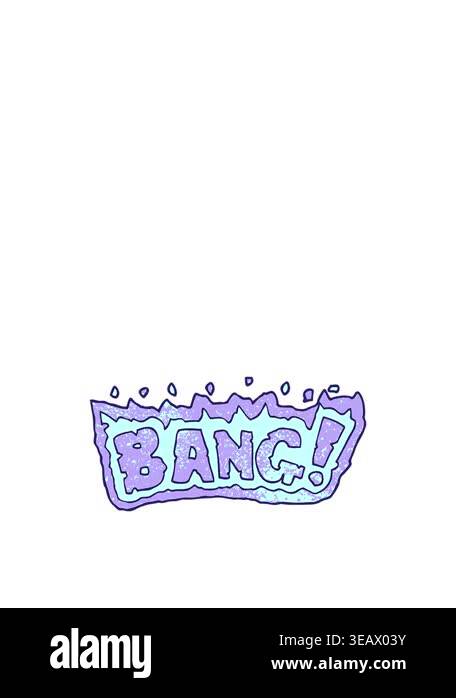 rise and float animation of cartoon doodle word bang Stock Video ...