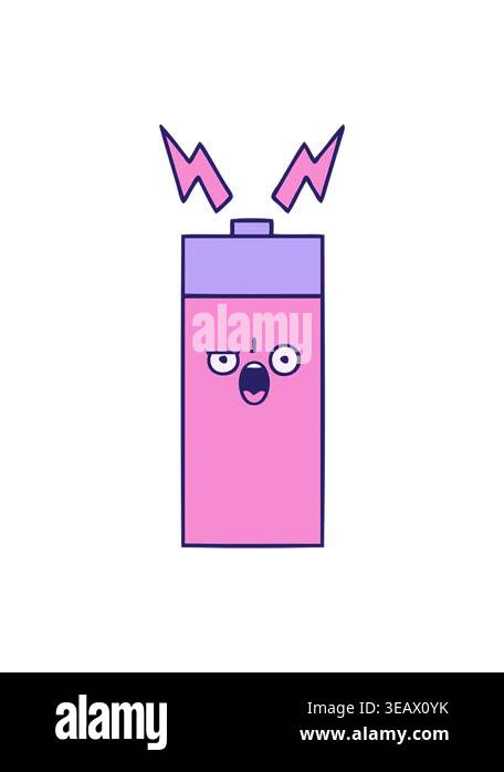 shine light effect animation of cartoon drawing of a battery Stock ...