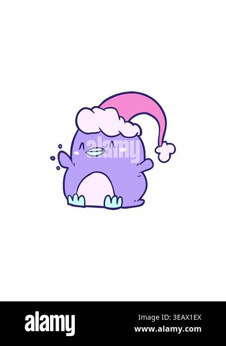 starburst effect animation of cartoon penguin wearing christmas hat ...
