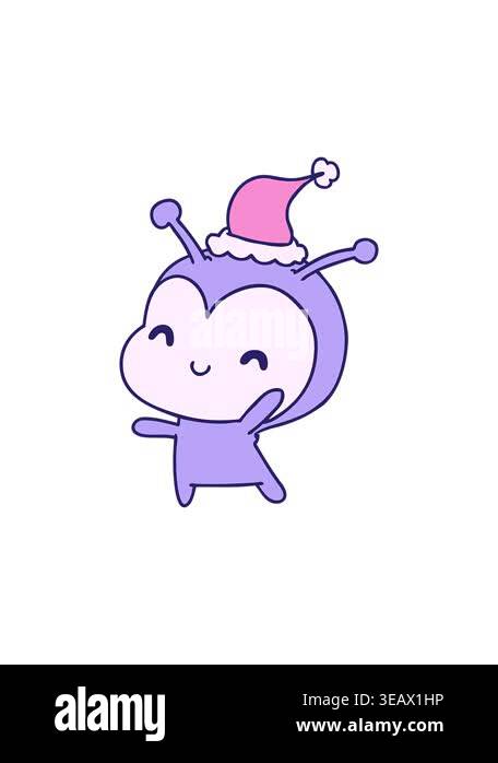 attention grabbing animation of hand drawn christmas cartoon of kawaii ...