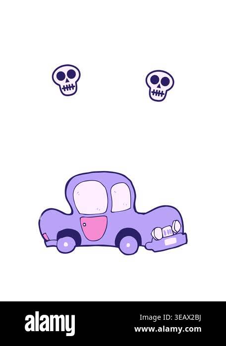 spinning skulls animation of simple car Stock Video Footage - Alamy