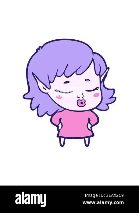 shivering motion animation of doodle cartoon of an elf girl Stock Video ...