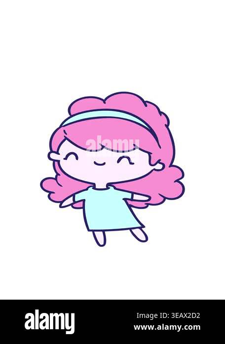 bobbing motion animation of cartoon illustration kawaii girl with head ...