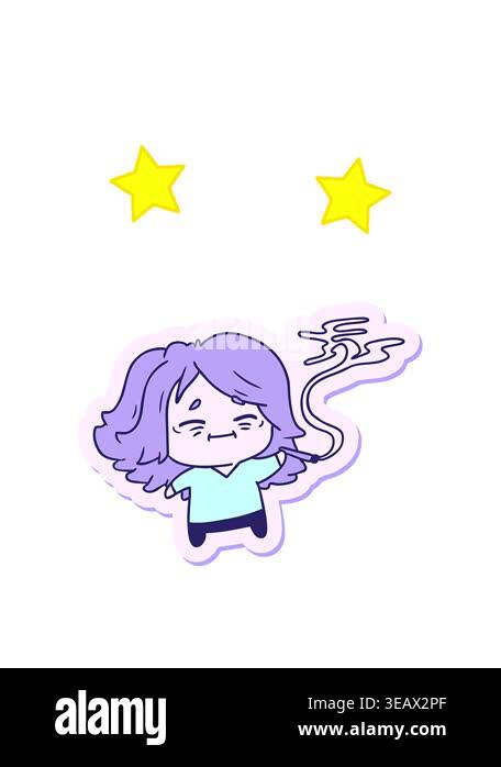 spinning stars animation of freehand drawn sticker cartoon of cute ...