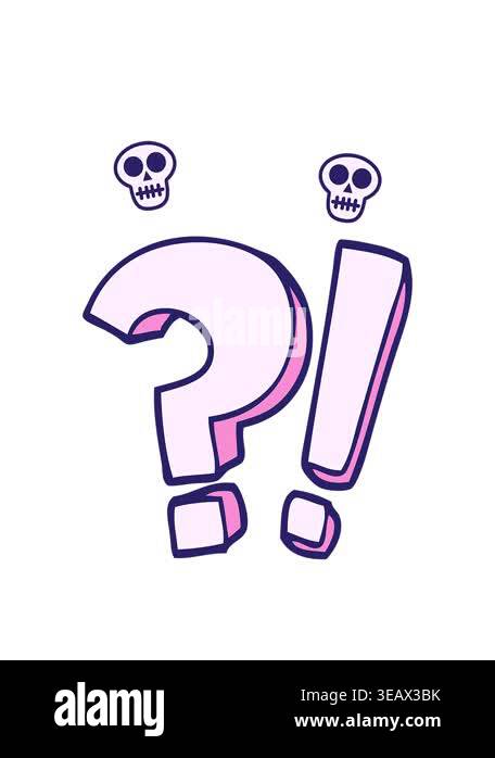 spinning skulls animation of cartoon question mark and exclamation mark ...